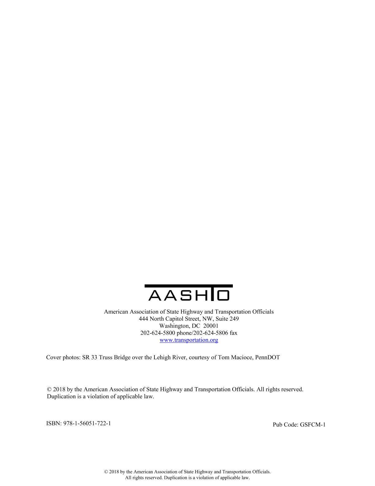 AASHTO GSFCM-1 | 2018 edition pdf