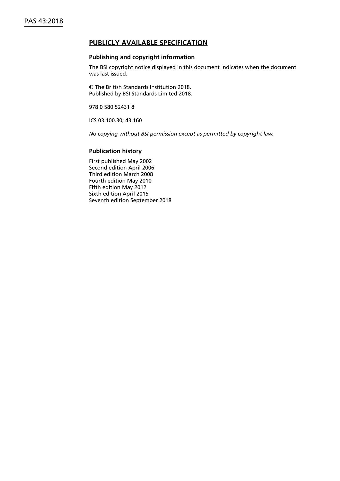 BS PAS 43:2018 | 2018 edition pdf