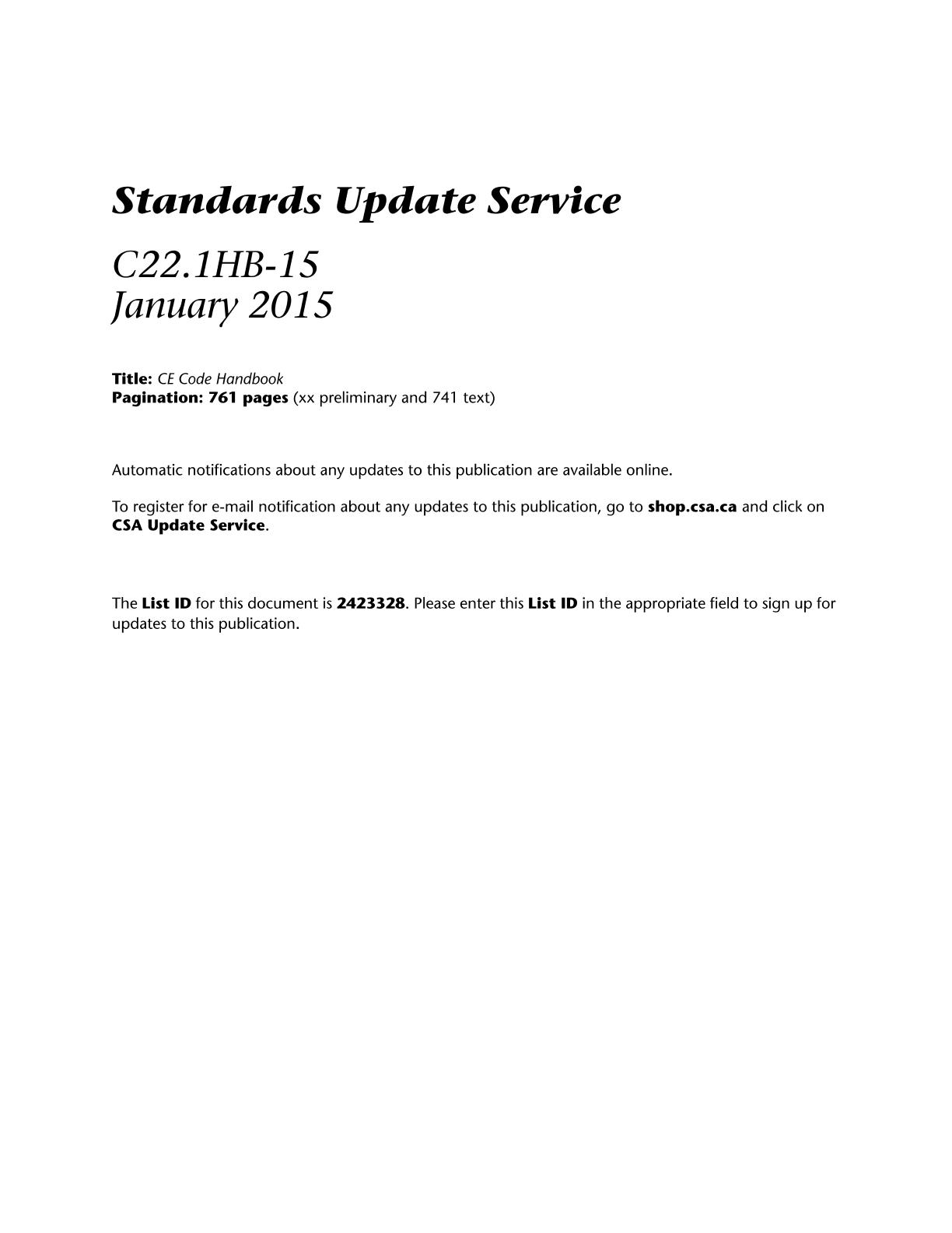 CSA C22.1HB-15 | 2015 edition pdf