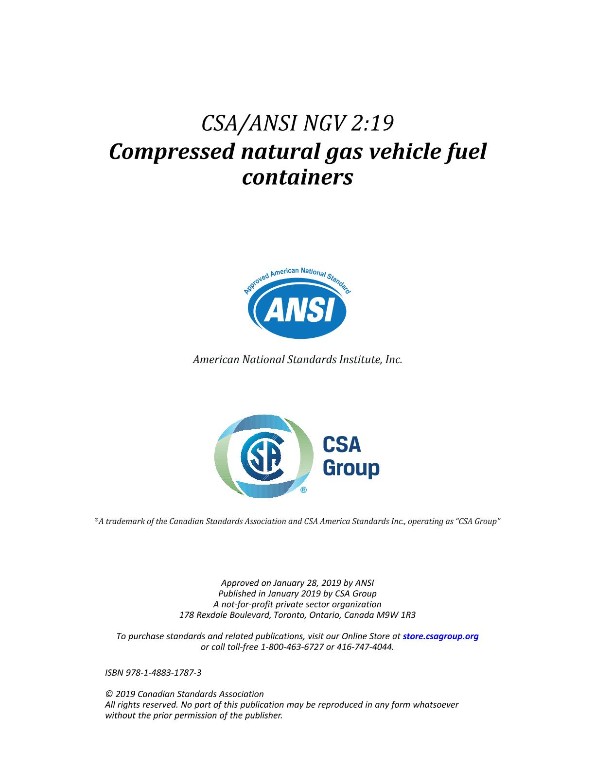 CSA ANSI NGV 2:19 | 2019 edition pdf