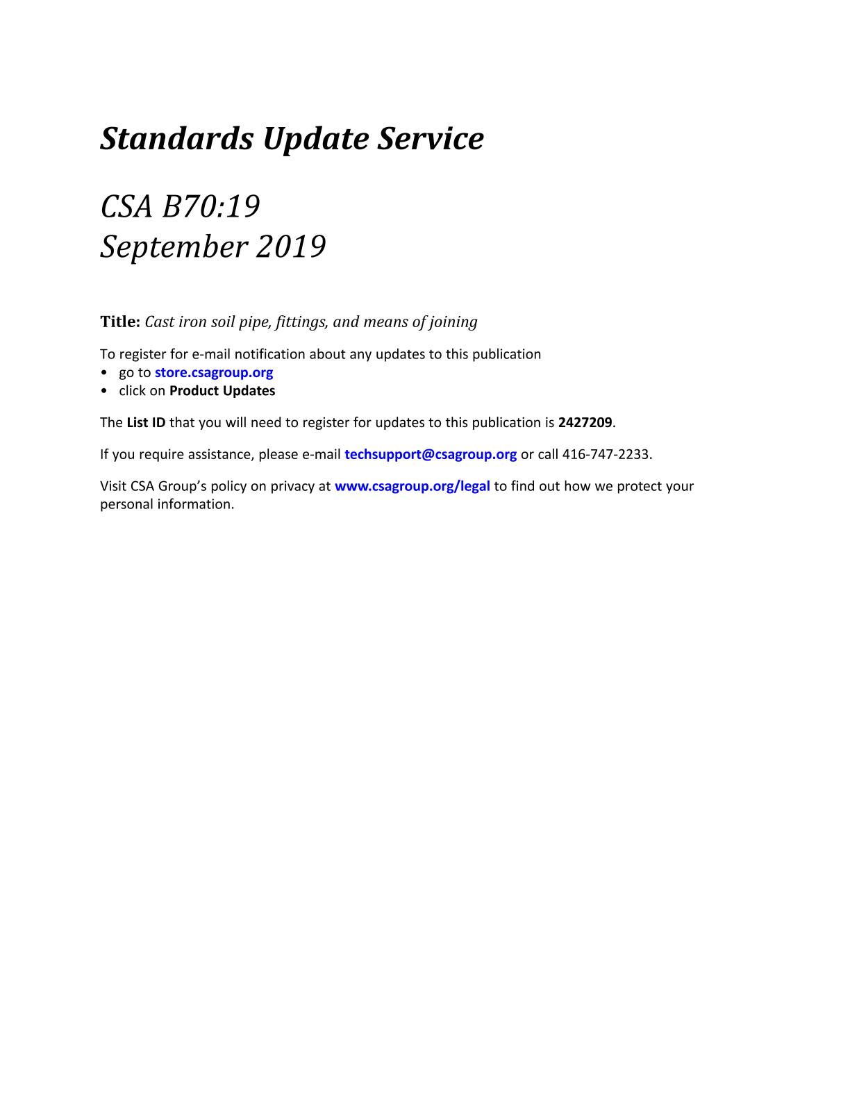 CSA B70:19 | 2019 edition pdf
