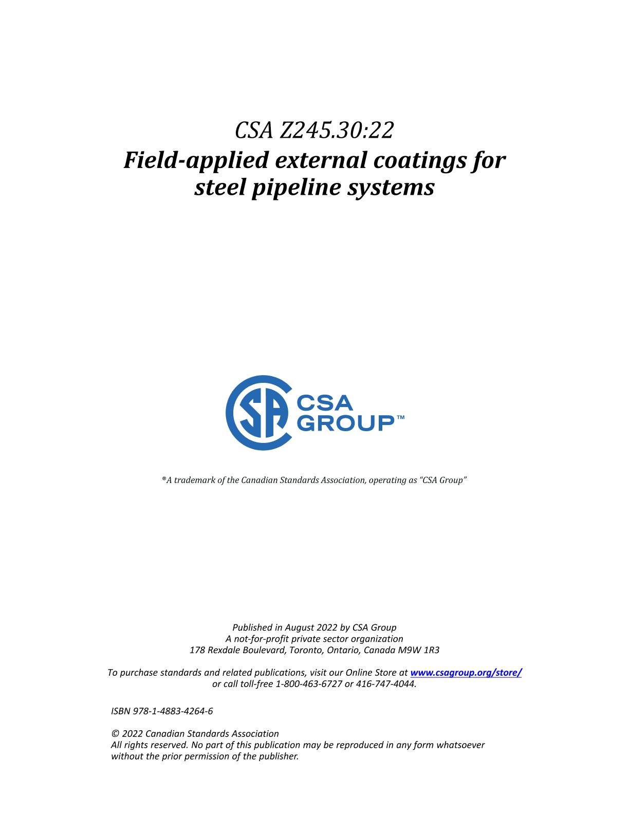 CSA Z245.30:22 | 2022 edition pdf