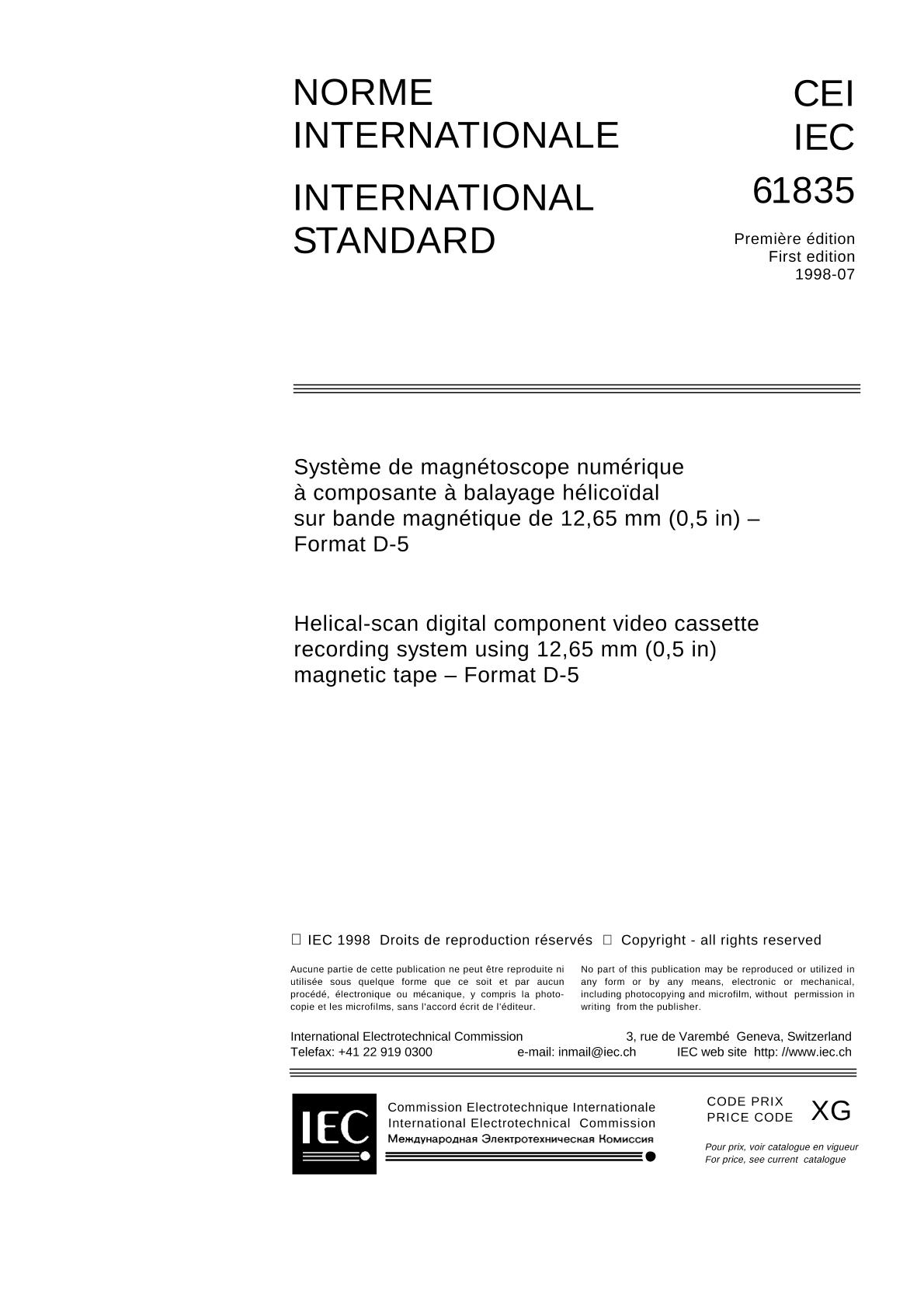 IEC 61835 Ed. 1.0 b:1998 | 1998 edition pdf
