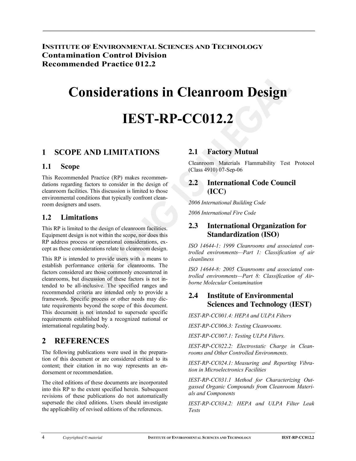 IEST RP-CC012.2 - Considerations in Cleanroom Design