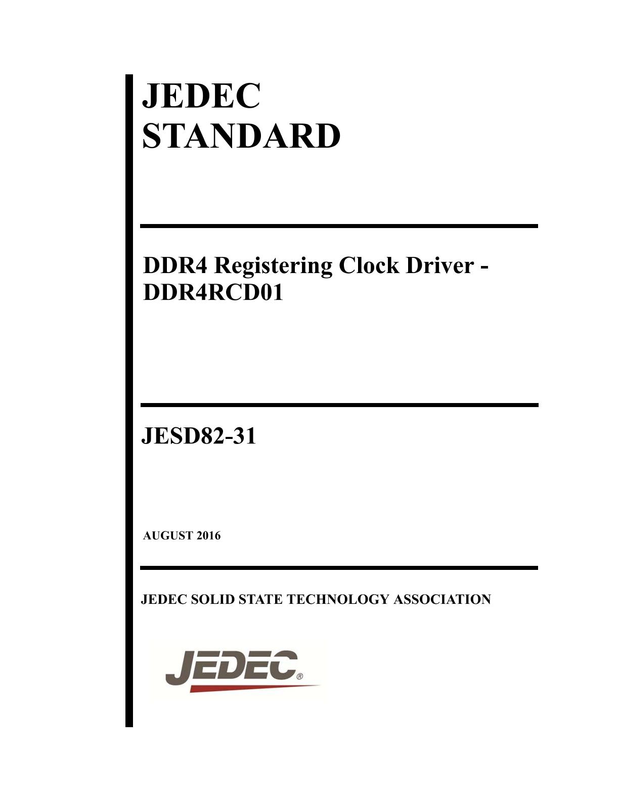 JEDEC JESD82-31 - DDR4 REGISTER CLOCK DRIVER (DDR4RCD01)