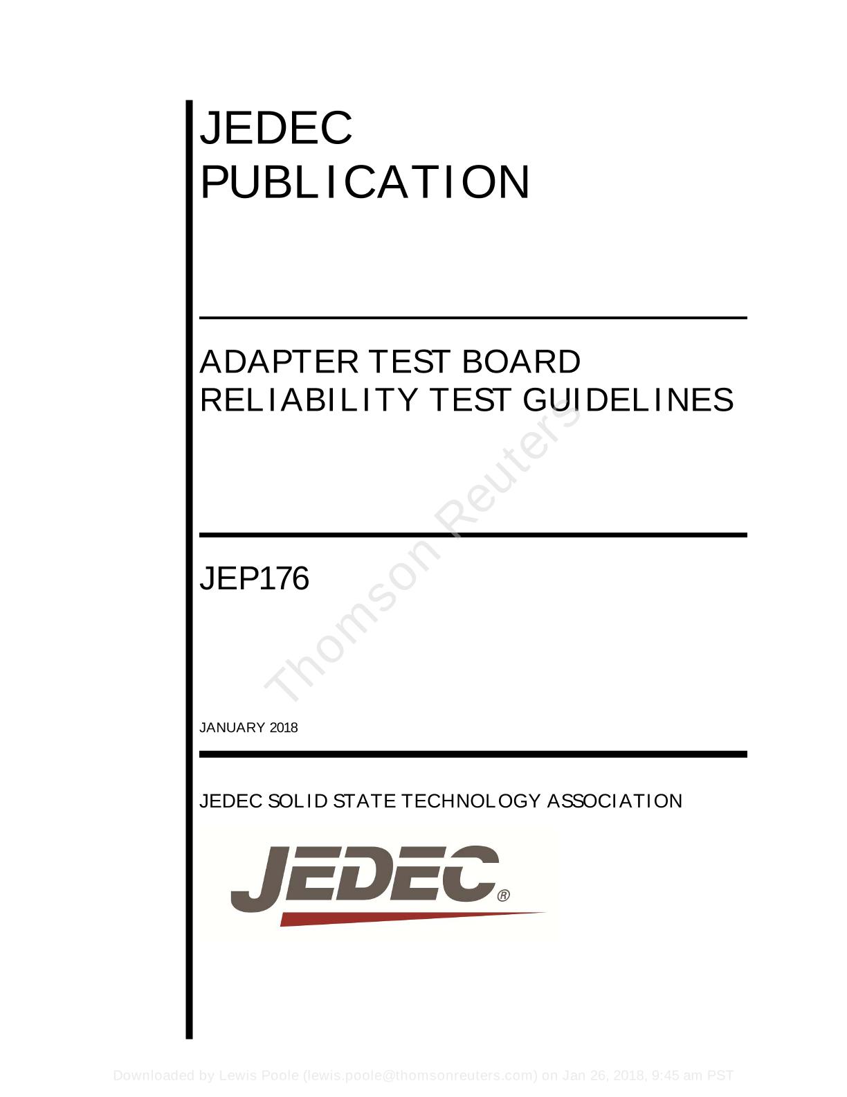 JEDEC JEP176 - ADAPTER TEST BOARD RELIABILITY TEST GUIDELINES