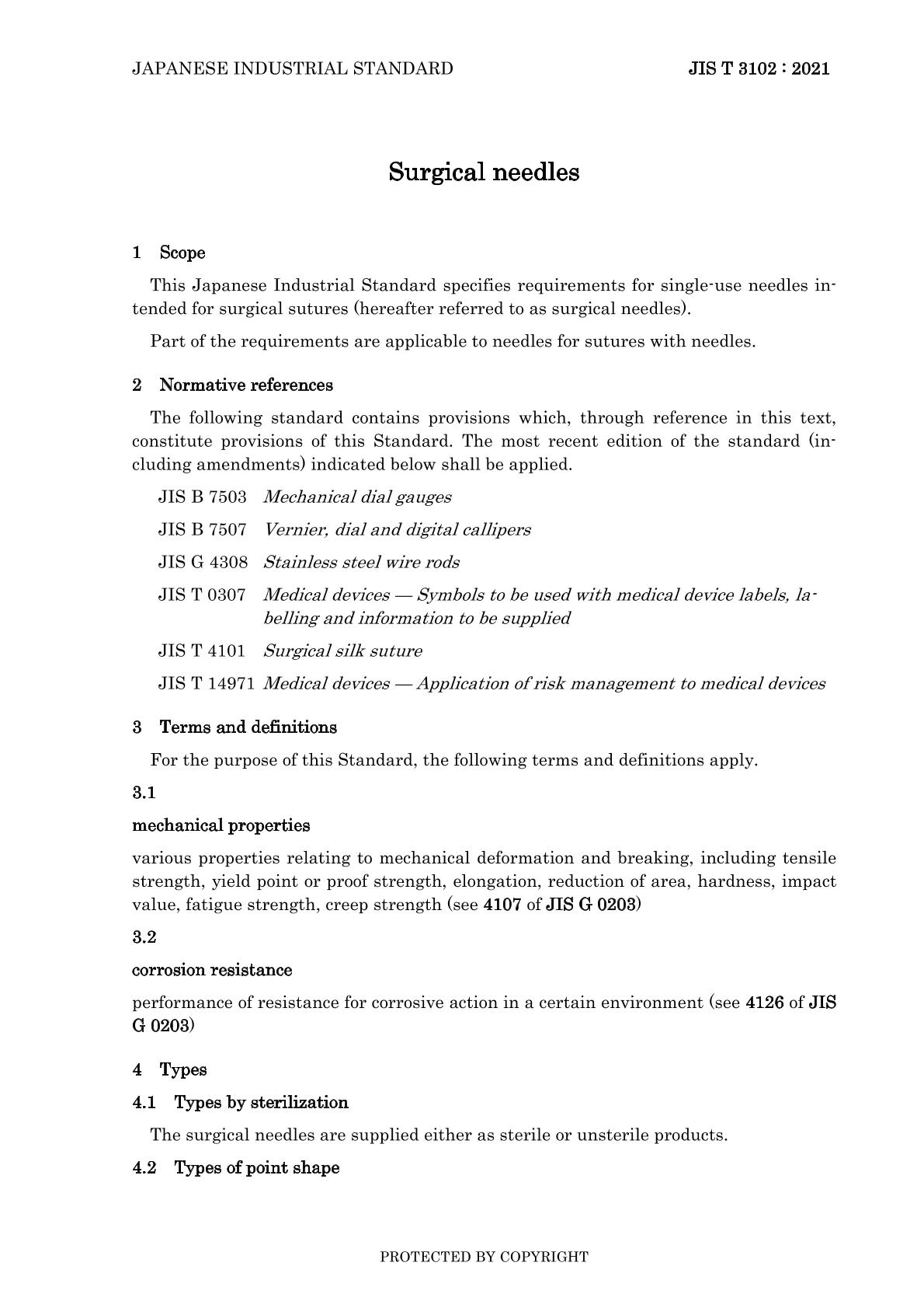 JIS T 3102:2021 - Surgical needles