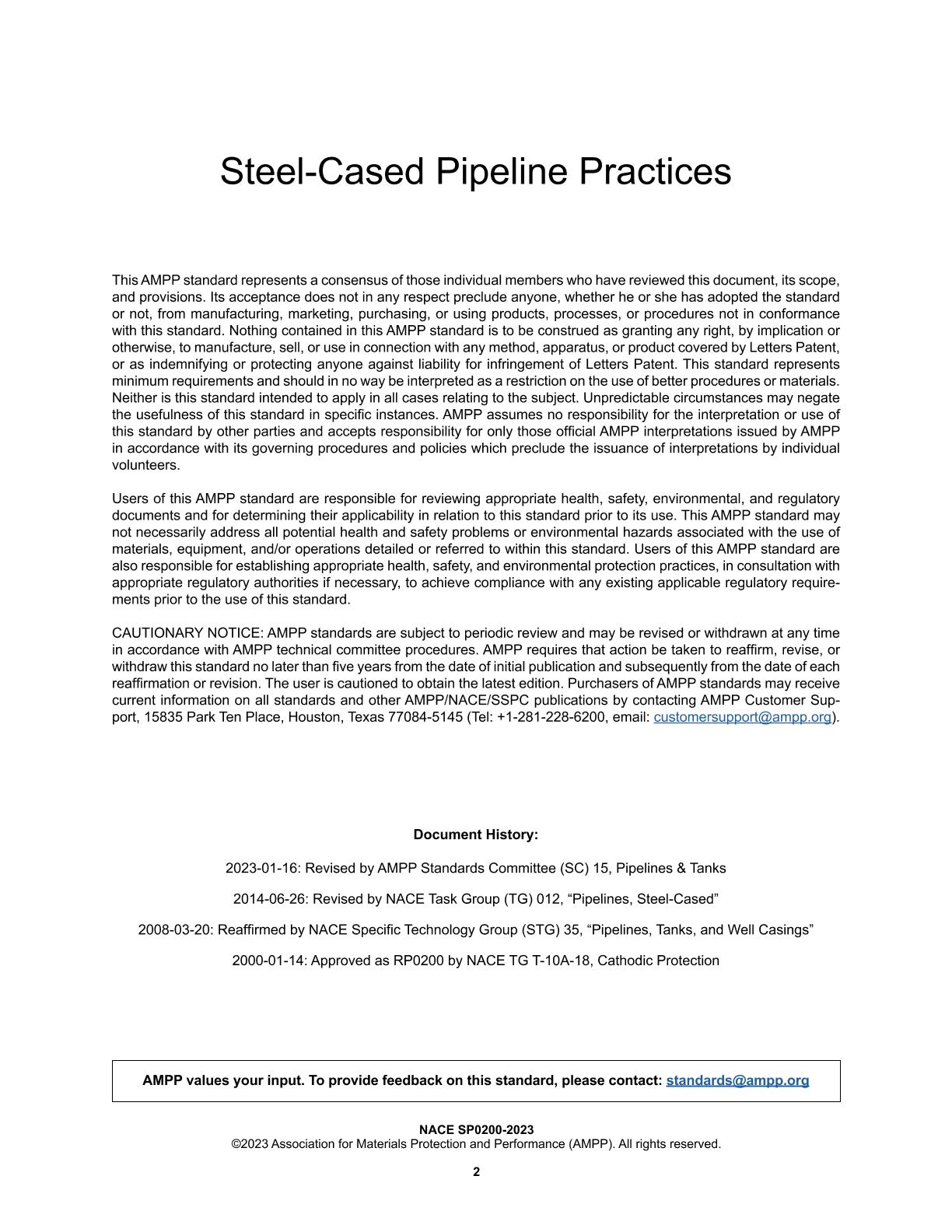 NACE SP0200-2023 - Steel-Cased Pipeline Practices