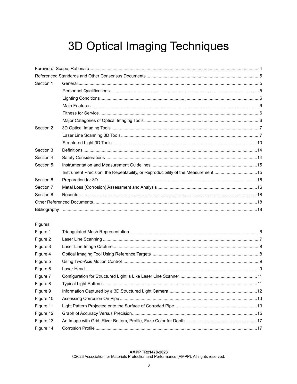 NACE AMPP TR21478-2023 - 3D Optical Imaging Techniques